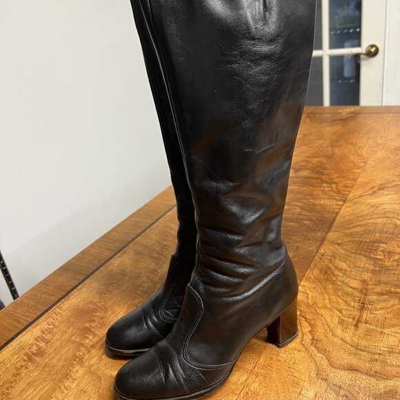 Unbranded | Shoes | Vtg 6s 70s Black 6 Knee High Hi Heel Soft Buttery ...
